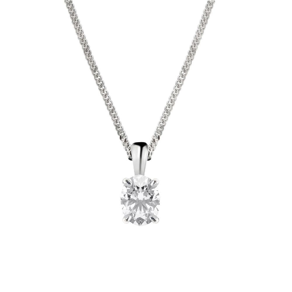18ct White Gold Oval Shape Diamond Pendant – Newbridge Silverware
