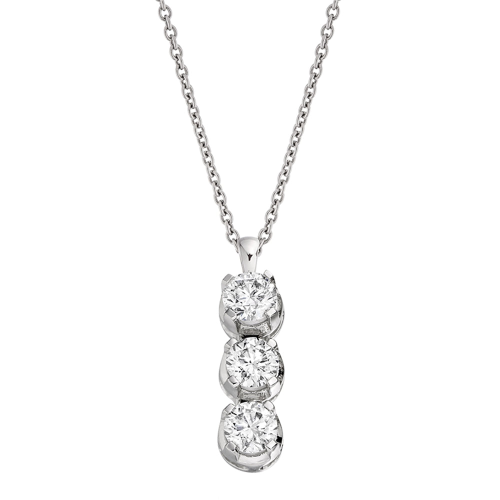 18ct White Gold 3-Stone Drop Diamond Pendant – Newbridge Silverware