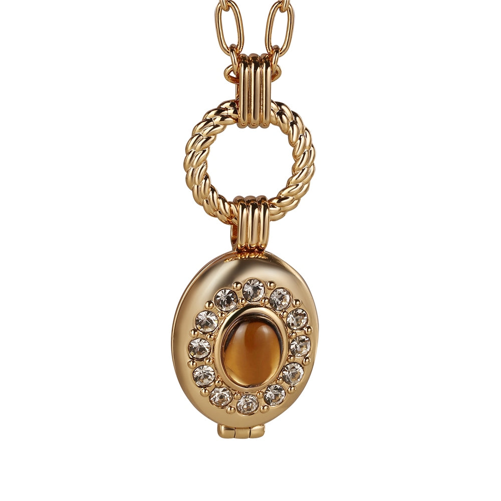 Gold Plated Locket with Topaz Stone – Newbridge Silverware