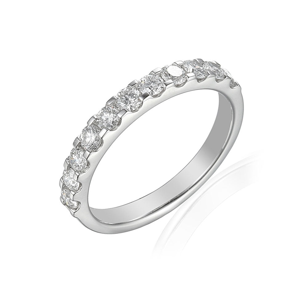 18ct White Gold Micro setting half eternity ring 14 brilliant cut diam ...