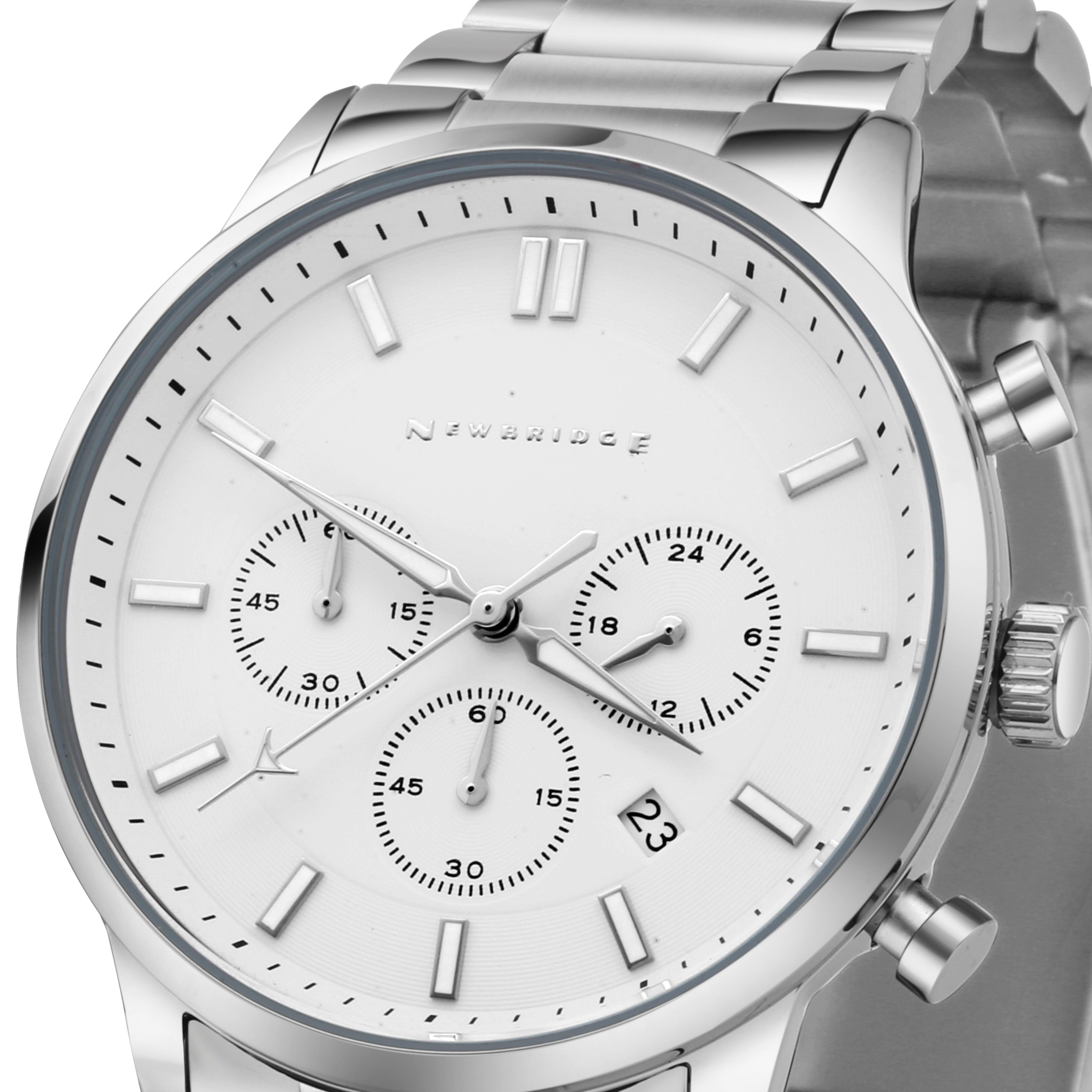 Gents Silver Plated Chronograph Watch White Face – Newbridge Silverware